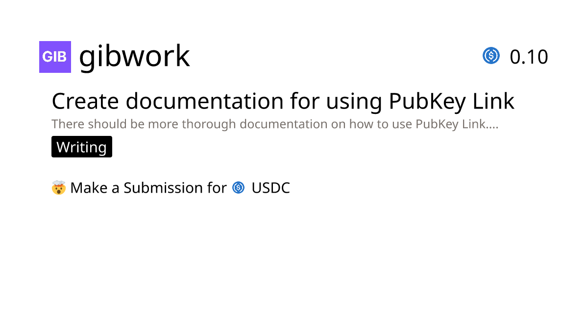 Create documentation for using PubKey Link by bee | Gibwork