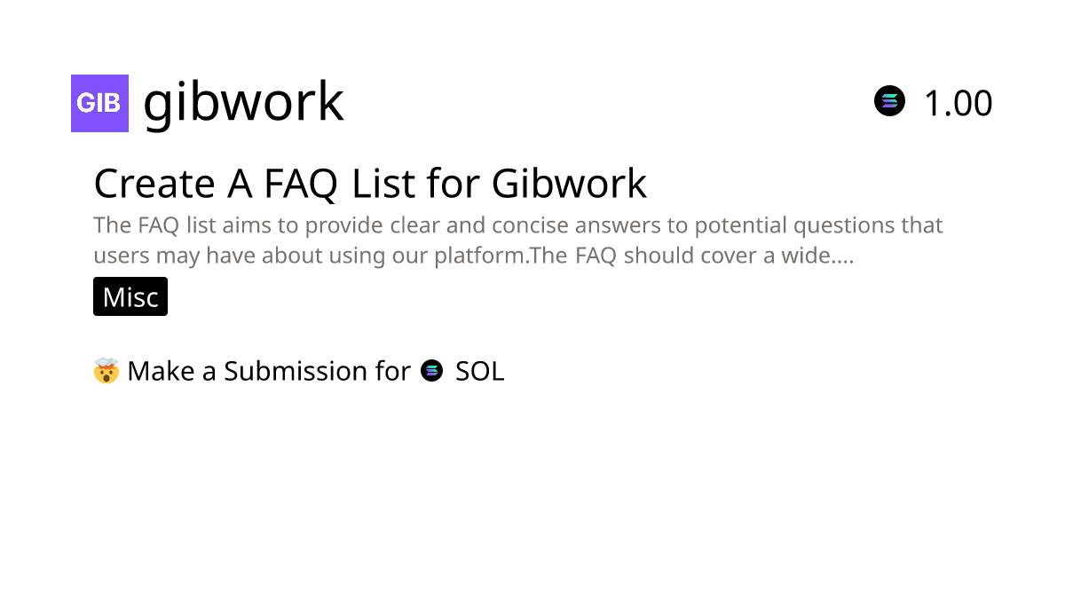 Create A FAQ List for Gibwork by Anthony | Gibwork