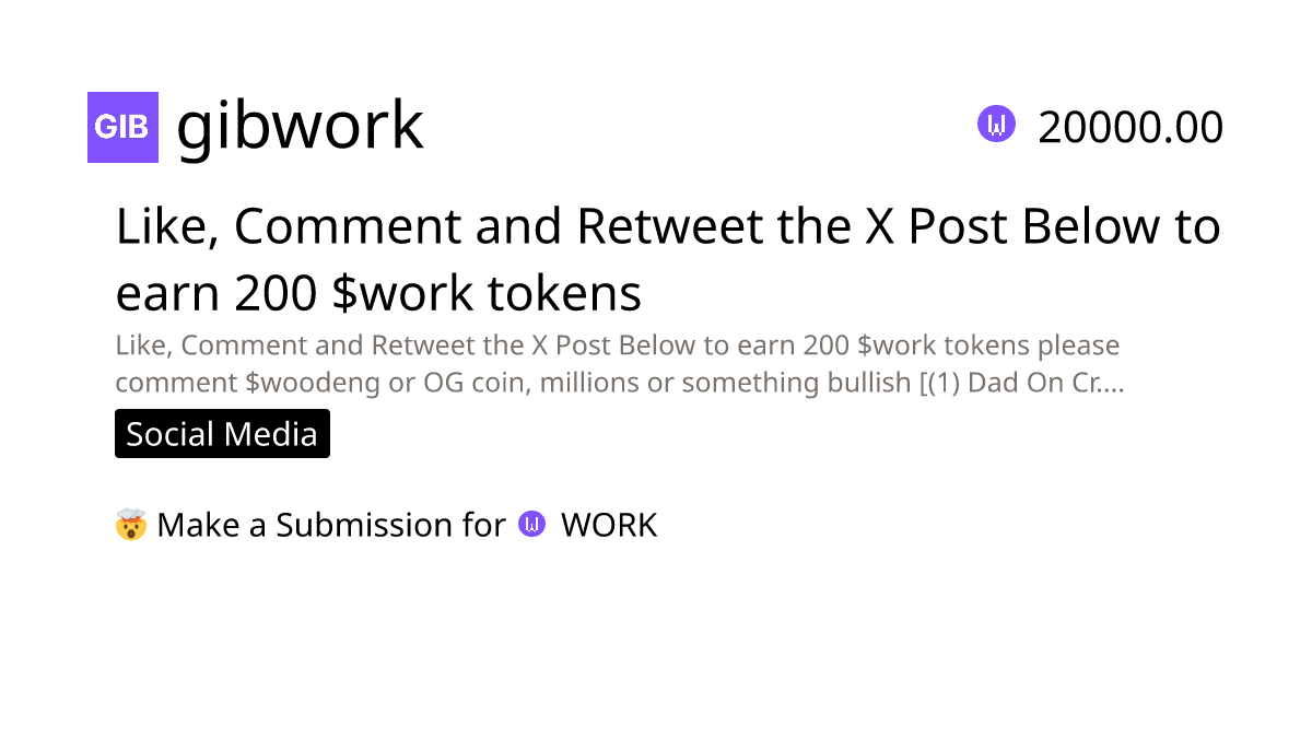 Like, Comment and Retweet the X Post Below to earn 200 $work tokens by ...