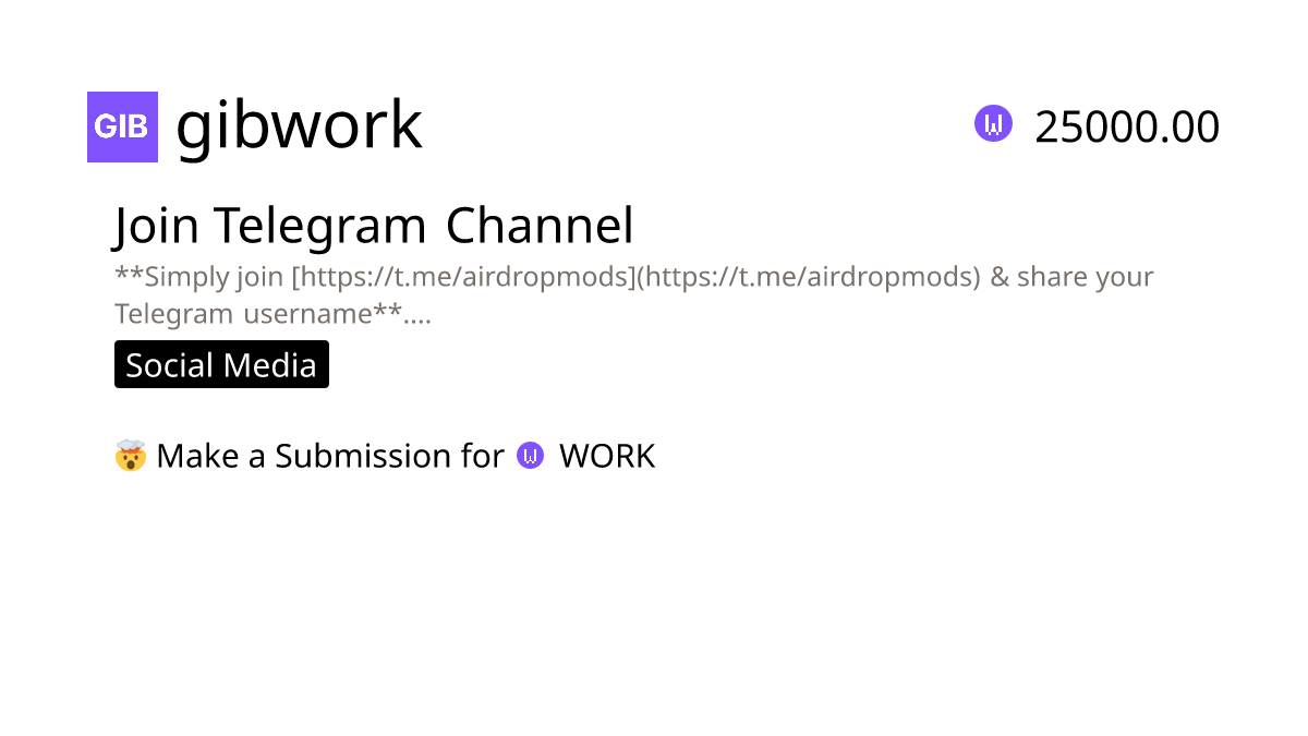 Join Telegram Channel by Viktor | Gibwork