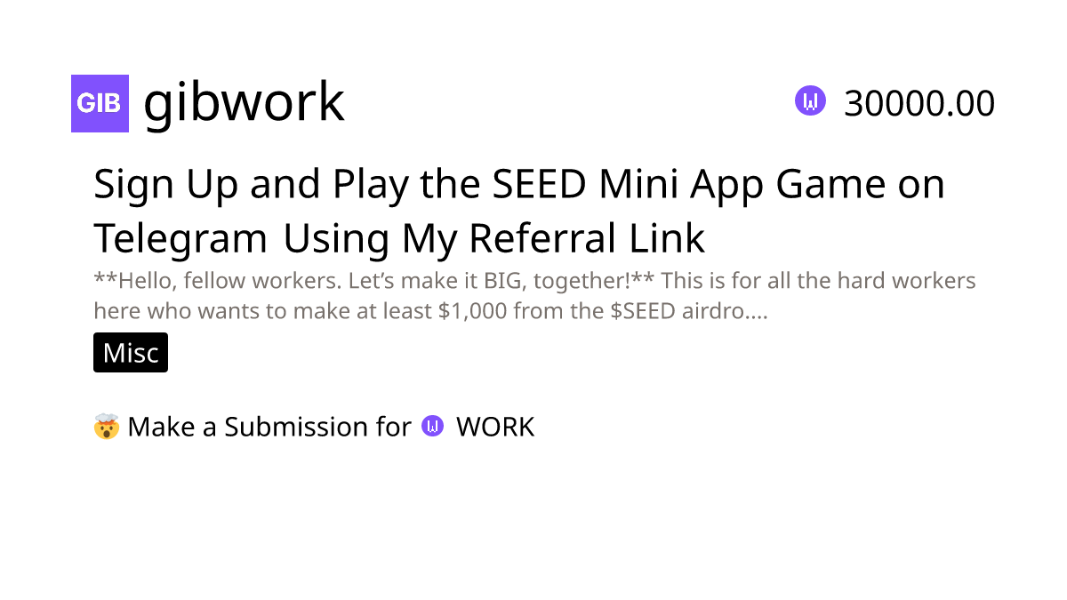 Sign Up and Play the SEED Mini App Game on Telegram Using My Referral ...