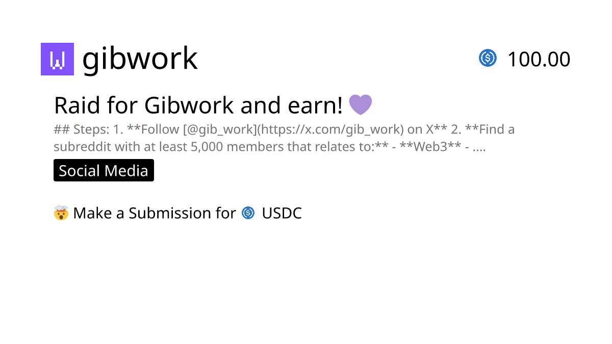 Raid for Gibwork and earn! 💜 by D0txyz | Gibwork